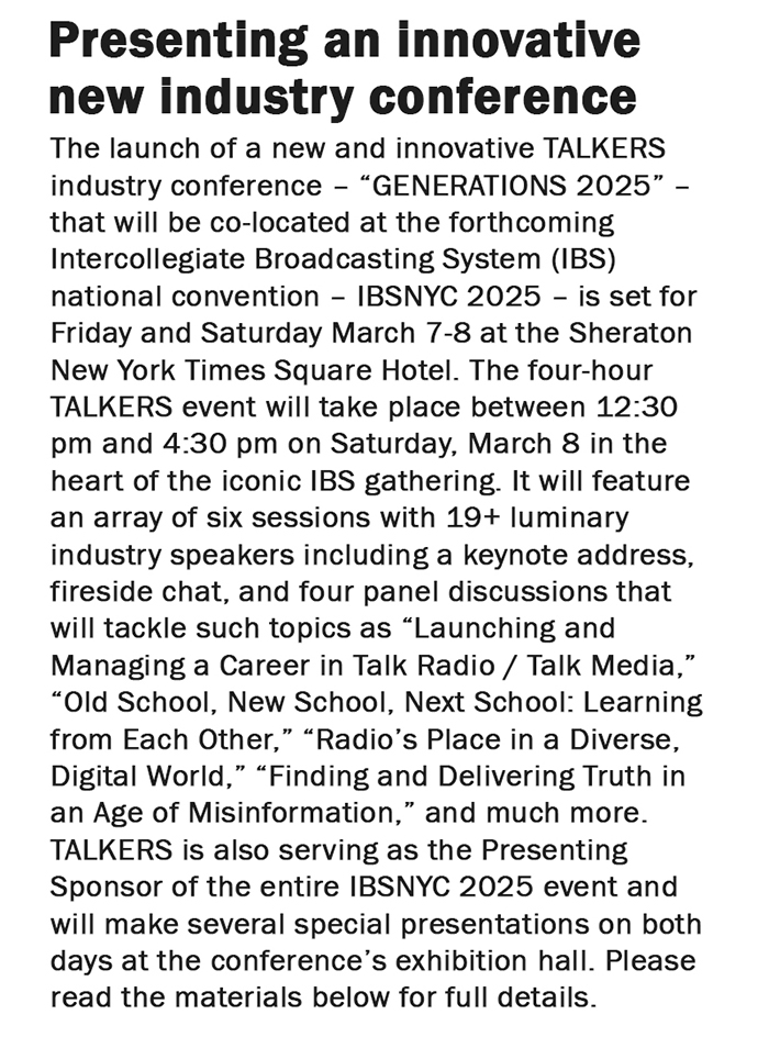 TALKERS magazine - The Bible of Talk Radio and the New Talk Media
